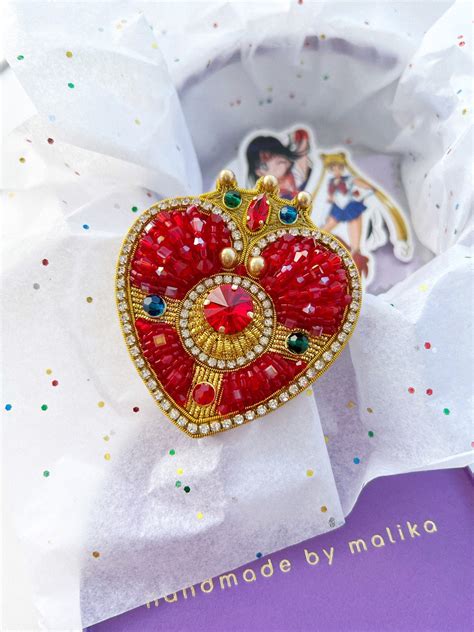 Sailor Moon Beaded Brooch Cosmic Heart Compact Transformation Brooch Handmade Brooch Pin Etsy