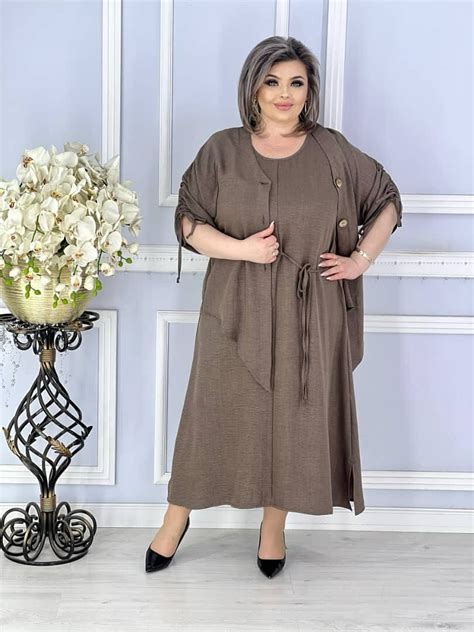 👑 ОДЕЖДА БОЛЬШИХ РАЗМЕРОВ ☘️Идеальный дуэт💕 платье двойка «Мила комфортный стильный и