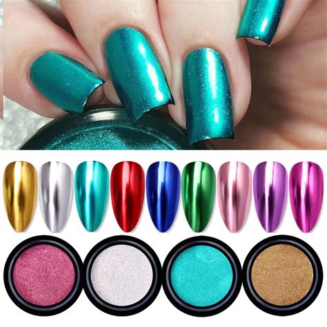 블루 메탈릭 네일아트 반짝이 디핑 크롬 파우더 미러 반짝이 광택 안료 더스트 다채로운 손톱 장식 Diy네일 글리터 Aliexpress