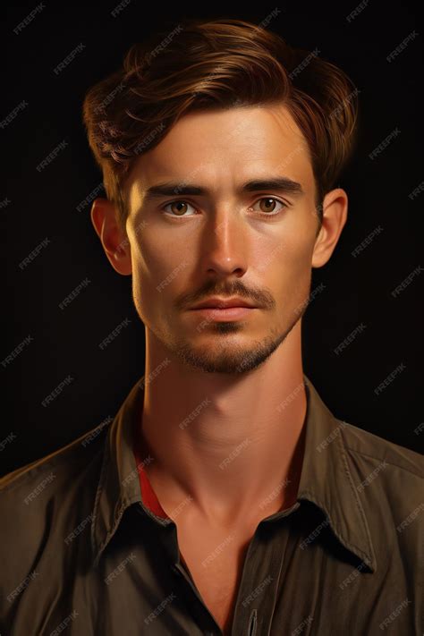 Premium Ai Image Portrait Of A Handsome Young Man On Dark Background