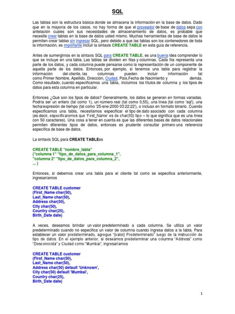 Manual De Sql Pdf Sql Tabla Base De Datos