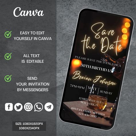 Digital Whiskey Themed Surprise Party Invitation For Mens Etsy