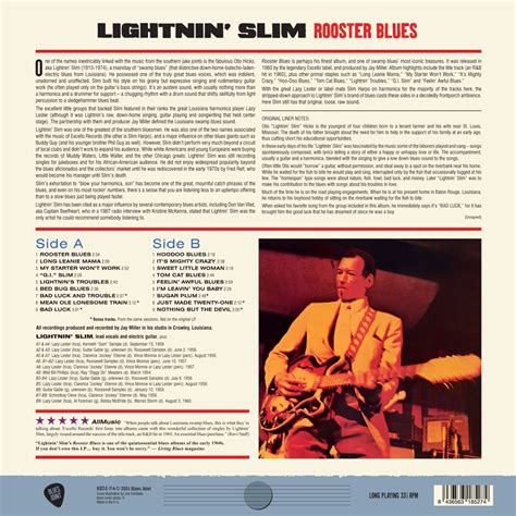 Lightnin Slim Rooster Blues 180g 6 Bonus Tracks Lp Jpcde