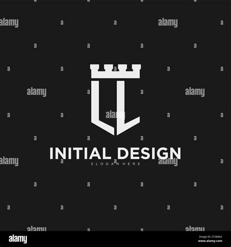 Initials Ll Logo Monogram With Shield And Fortress Design Vector Graphic Stock Vector Image
