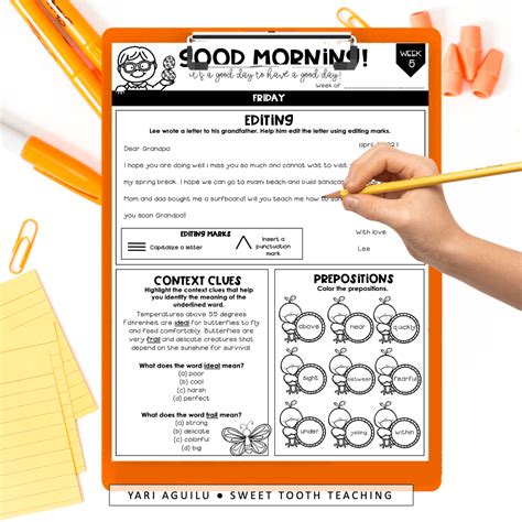 3rd Grade Spring Morning Work Ela Daily Review Activities Printable