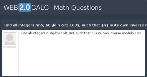 View Question Find All Integers N Le N