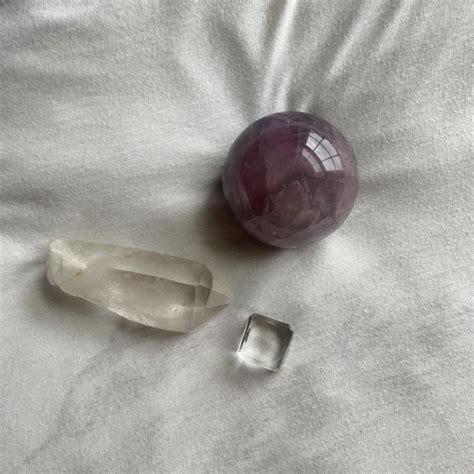Clear Quarts Point And Purple Fluorite Ball With Depop