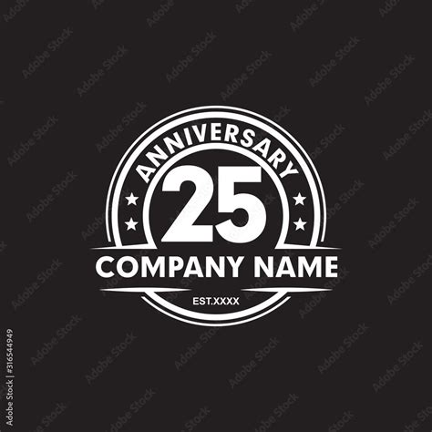 25th Year Anniversary Emblem Logo Design Vector Template Stock Vector