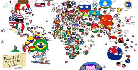 Colorful 2014 Year Artwork Polandball Countryballs Map World