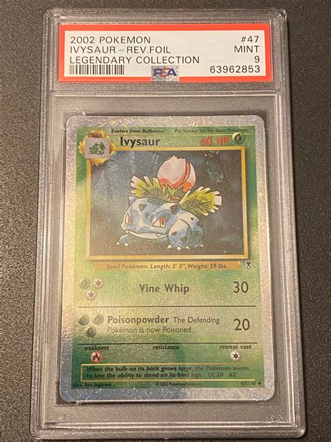 2002 Pokemon Legendary Collection Ivysaur Reverse Foil Psa 9