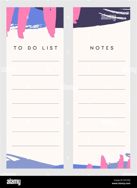 Printable Notes And To Do List Template Designs Decorated With Hand Stock Vector Art