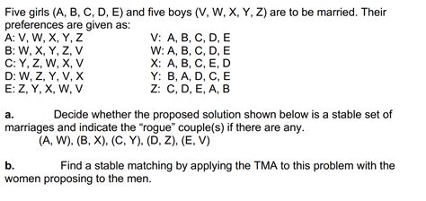 Solved Five Girls A B C D E And Five Babes V W X Y Chegg Com