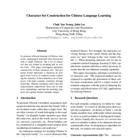 Character Set Construction For Chinese Language Learning Acl Anthology