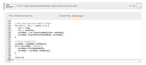 solved 9 14 lab inventory linked lists insert at the