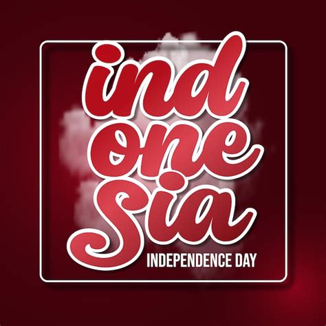 인도네시아 독립 기념일의 레터링 텍스트 프리미엄 벡터