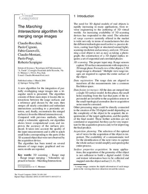 pdf the marching intersections algorithm for merging range images