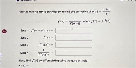 Solved Use The Inverse Function Theorem To Find The