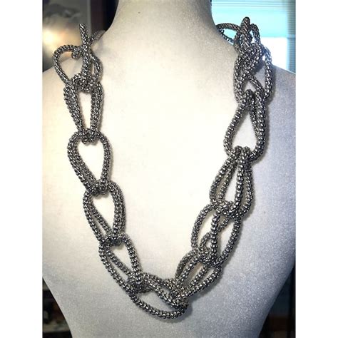 Statement Silver Loop Necklace Gem