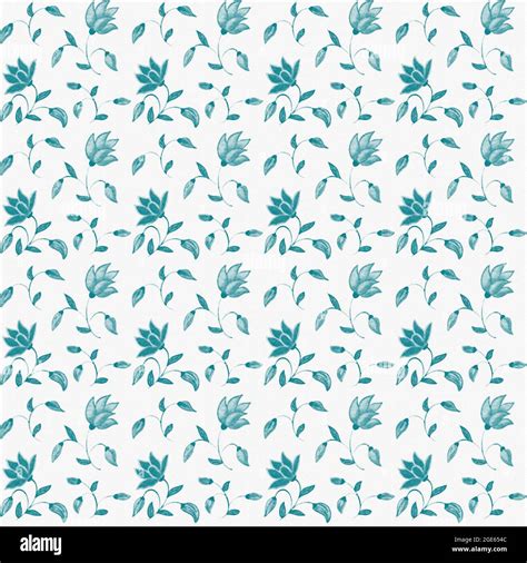 Seamless Handdrawn Floral Surface Pattern In Vivid Colors Repeating Horizontally And Vertically