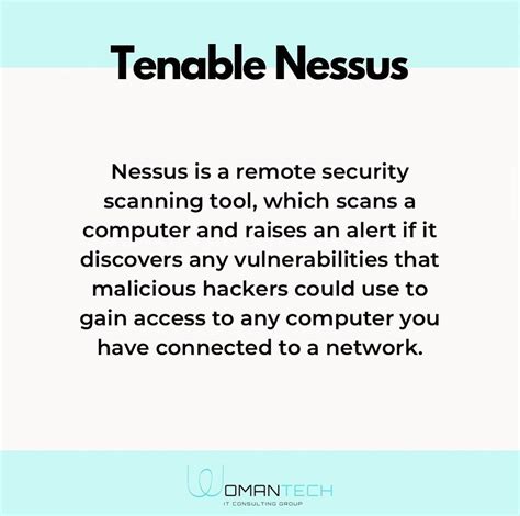 Womantech Nessus Scanning Agents Are One Of The Most Common Scanning Tools Used To Identify