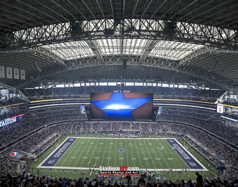 Dallas Cowboys At Atandt Stadium Twilight Panoramic Poster The