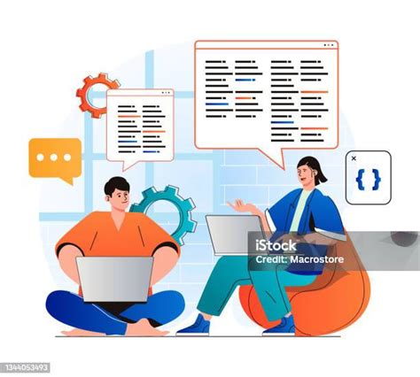 현대 플랫 디자인의 프로그래밍 작업 개념 개발자 팀은 소프트웨어를 만들고 브레인스토밍하고 사무실에서 함께 일합니다 앱 개발 최적화 및 테스트 벡터 일러스트레이션 개념에 대한