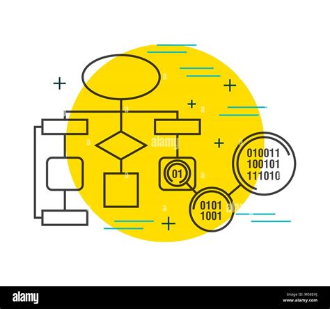 Data Analytics Code Binary And Network Diagram On Yellow Background Stock Vector Image And Art Alamy