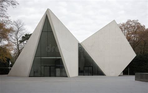 Modern Triangular Concrete Building Exterior Stock Illustration