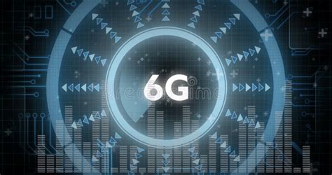 Using Animation Futuristic 6g Technology Interface With Data Visualization Elements Stock