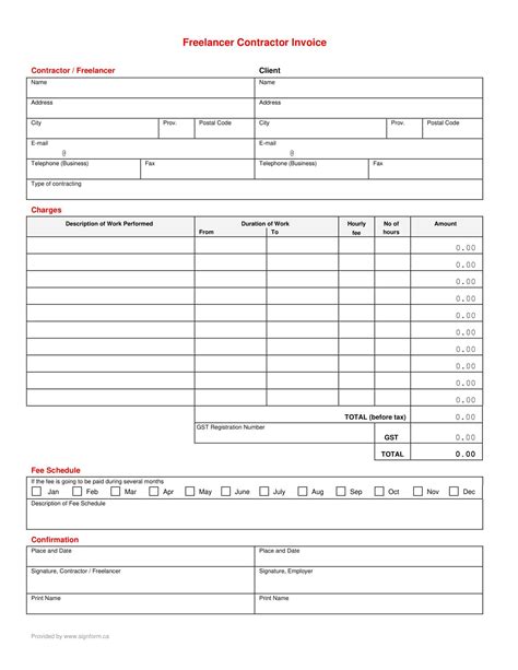 Free Printable Contractor Invoice Templates Pdf Word Excel Download
