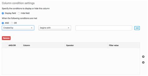 configure column conditions