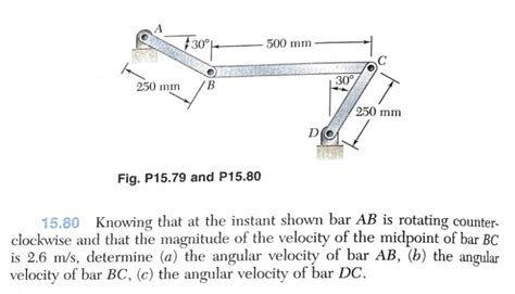 Solved Knowing That At The Instant Shown Bar AB Is Rotating Chegg Com