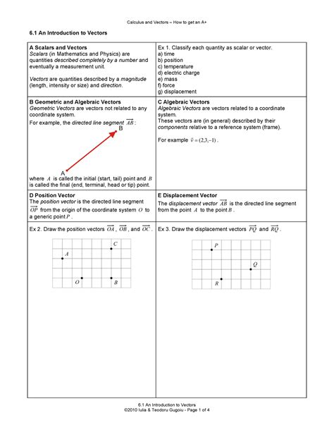 Intro To Vectors Handout An Introduction To Vectors An Introduction To Vectors A