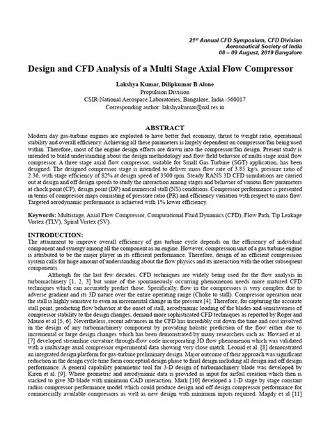 P18 Design And Cfd Analysis Of A Multi Stage Axial Flow Compressor Pdf