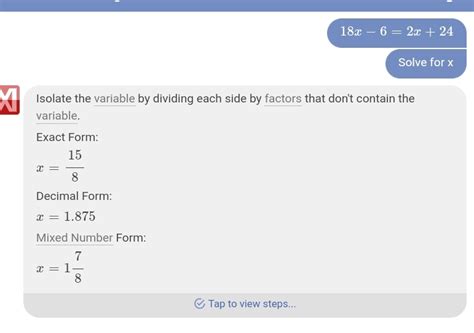 solved 18x 6 2x 24 solve for x isolate the variable by dividing each
