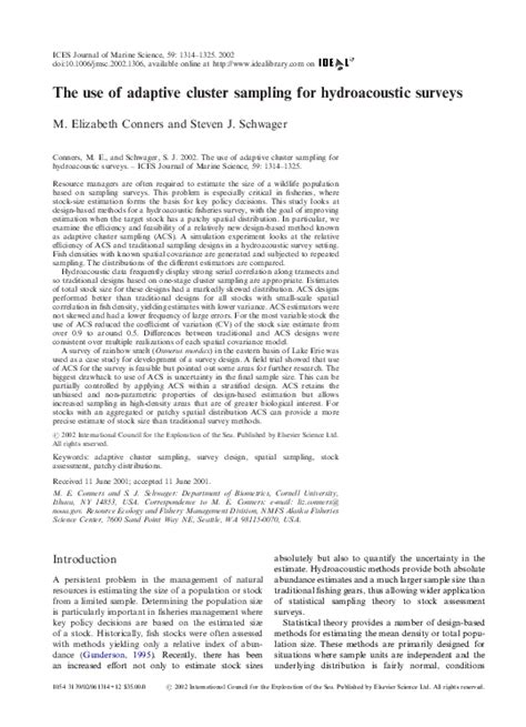 Pdf The Use Of Adaptive Cluster Sampling For Hydroacoustic Surveys