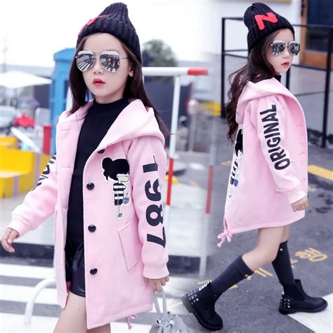 Одежда для девочек Новинка года осенне зимнее детское Модное теплое шерстяное пальто средней