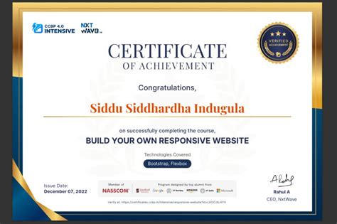 Siddu Siddhardha Indugula On Linkedin The Certificate I Received Is Something Im Happy To