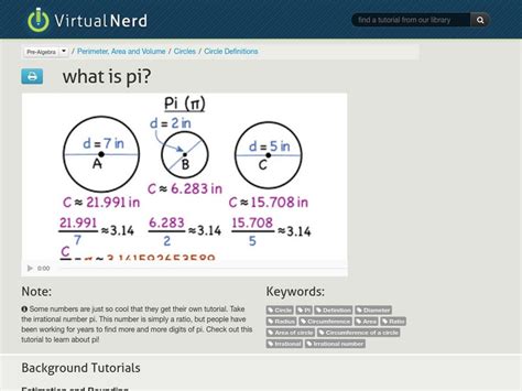 Virtual Nerd What Is Pi Instructional Video For 9th 10th Grade Lesson Planet