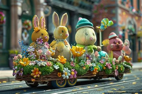 Premium Photo A Series Of Whimsical 3d Easter Parade Floats