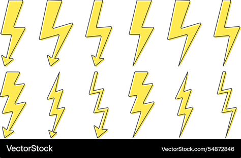 Lightning Bolt Icons Collection Royalty Free Vector Image