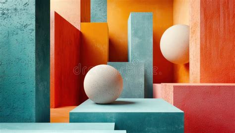 Minimal Typography And Abstract Color Blocks Create Vibrant Advertising Campaign Visual Stock