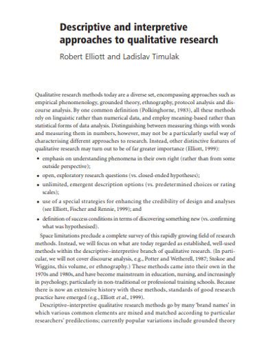 Research Examples 11 Descriptive DOC How To Conduct PDF