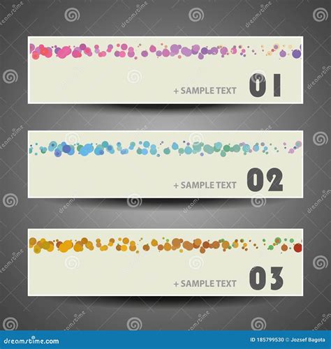 Colorful Dotted Vector Set Of Three Header Designs Stock Vector Illustration Of Colorful