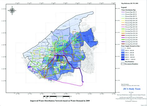 Water Distribution Network In Banda Aceh In 2009 Source Uptb Gis Kota