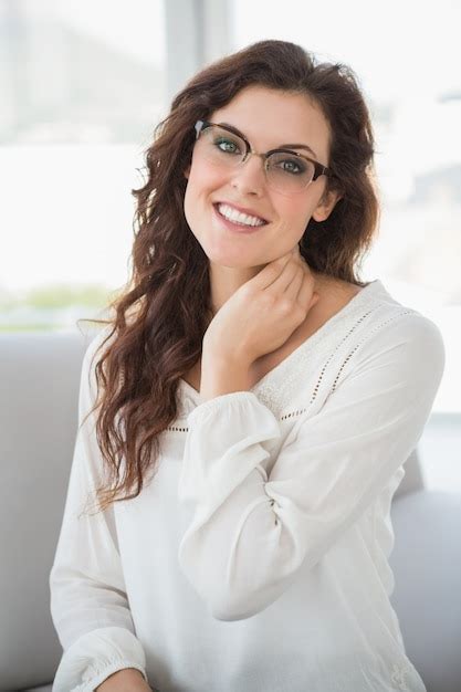 Premium Photo Smiling Businesswoman With Reading Glasses