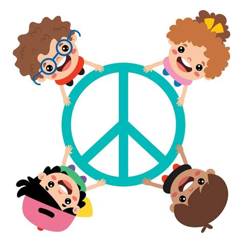 Dibujos Animados Niños Posando Con Paz Firmar 34873229 Vector En Vecteezy