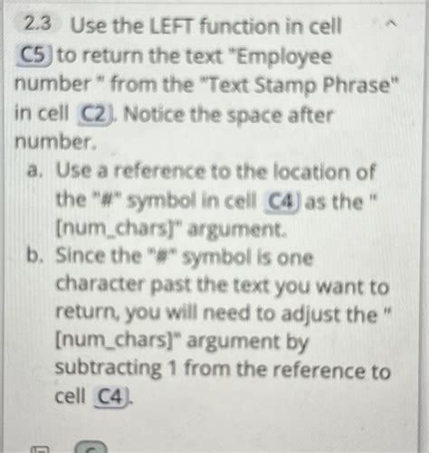 solved 2 3 ﻿use the left function in cell c5 ﻿to return the