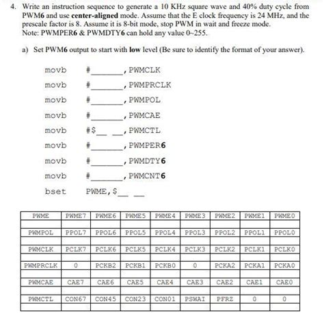 Solved 4 Write An Instruction Sequence To Generate A 10 Khz