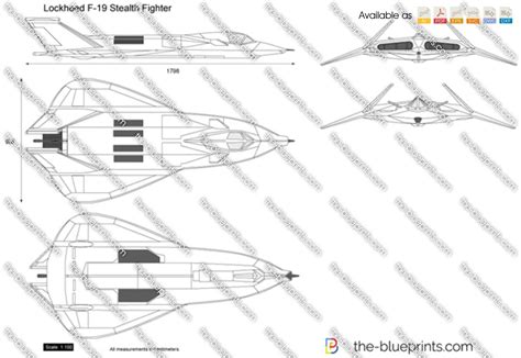Lockheed F 19 Stealth Fighter Vector Drawing